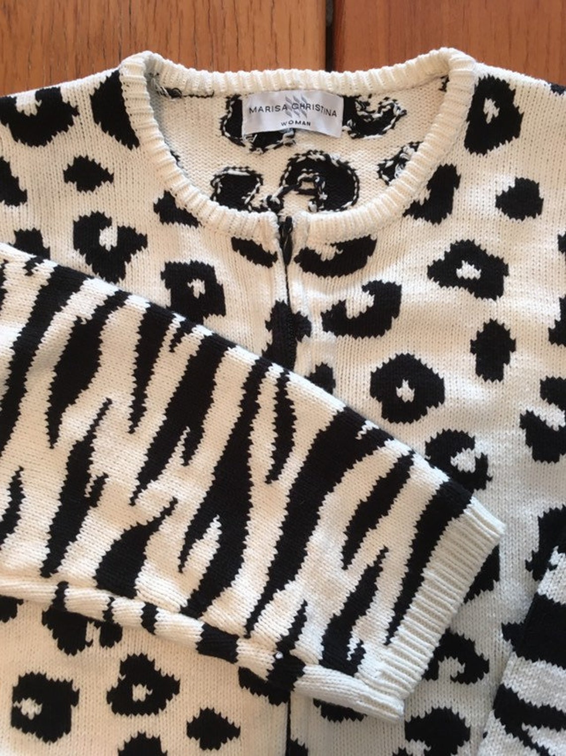 Crazy Leopard and Zebra Print Knit Cardigan Sweater - Etsy