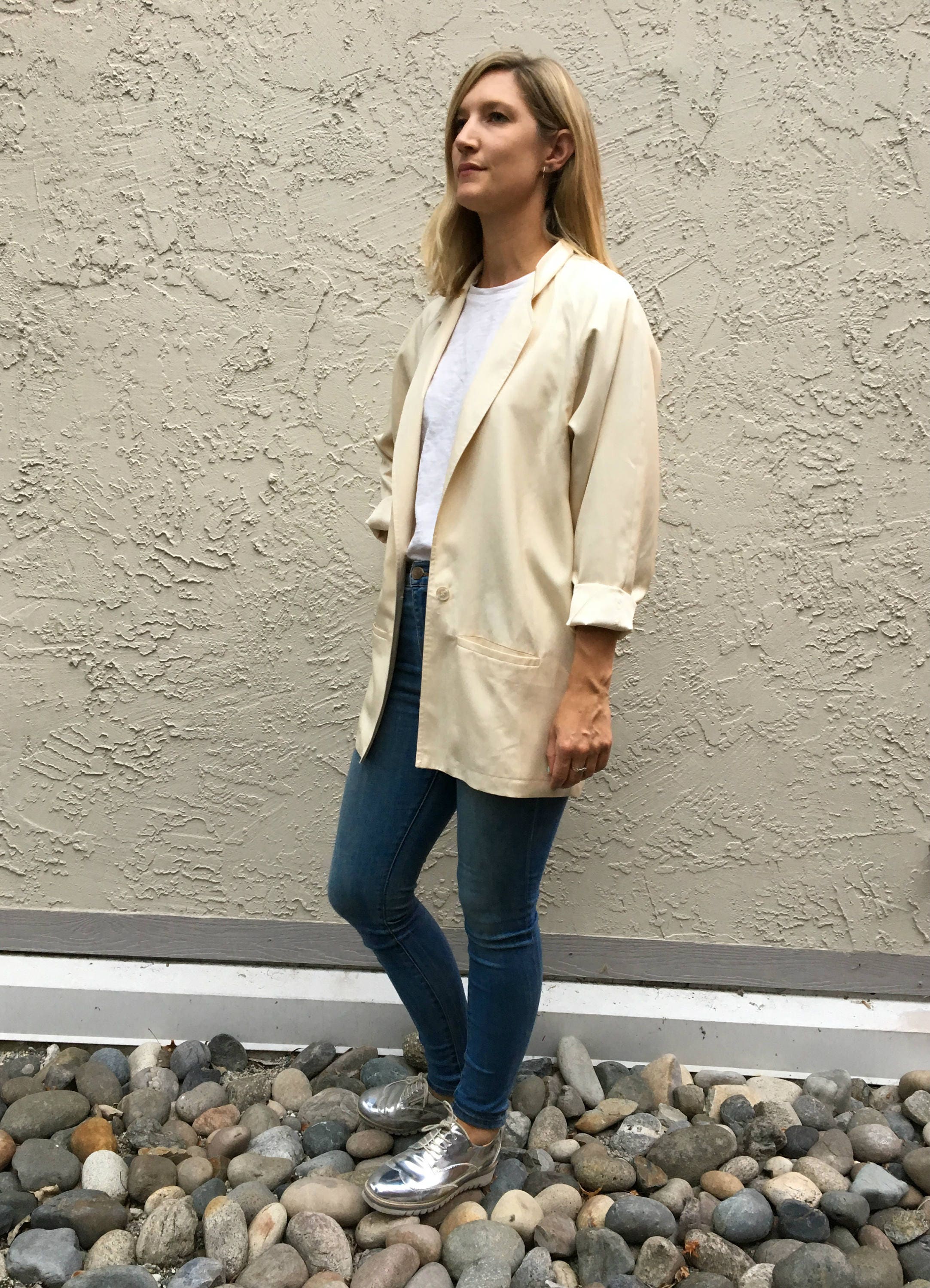 Marc Allan Soft Structure Jacket in Cream Silk - Etsy