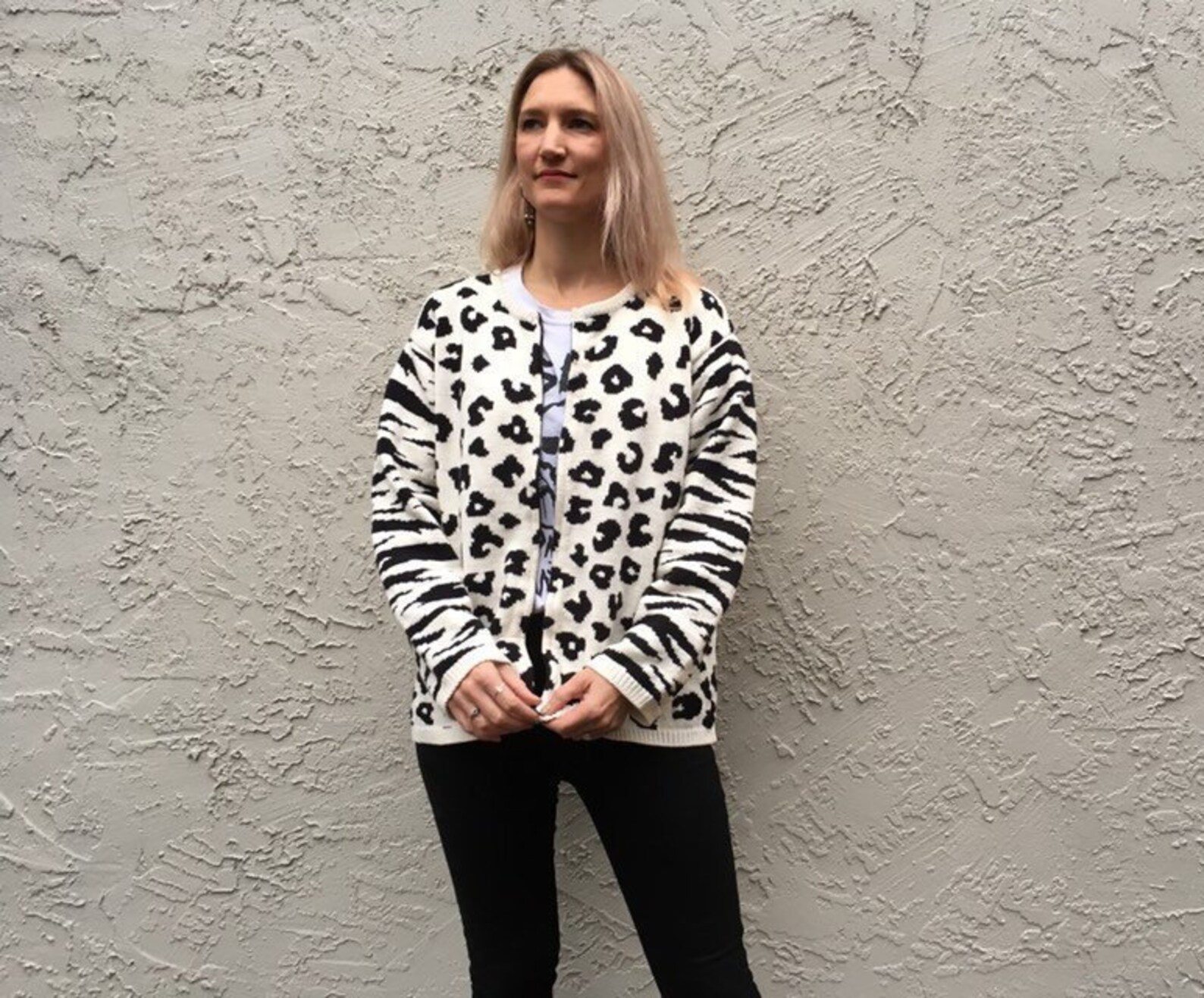 Crazy Leopard and Zebra Print Knit Cardigan Sweater - Etsy