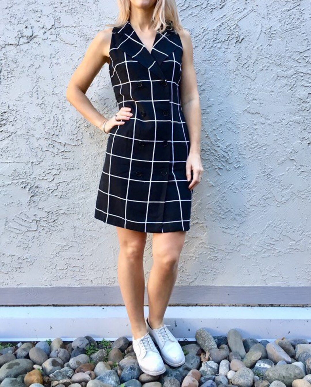 Check Print Collared Linen Dress Window Pain Check - Etsy