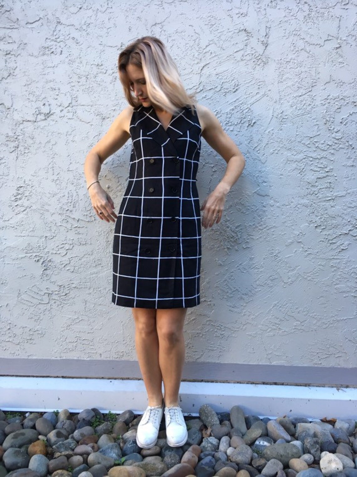 Check Print Collared Linen Dress Window Pain Check - Etsy