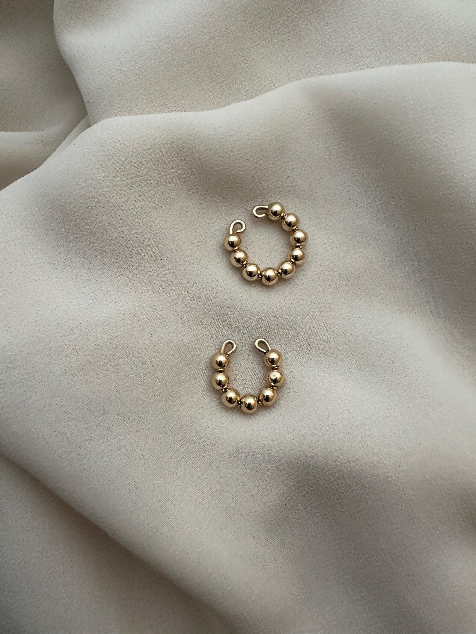 DAISY Gold Ear Cuffs | Chunky No Piercing Earring Cuff | Beaded Gold ...