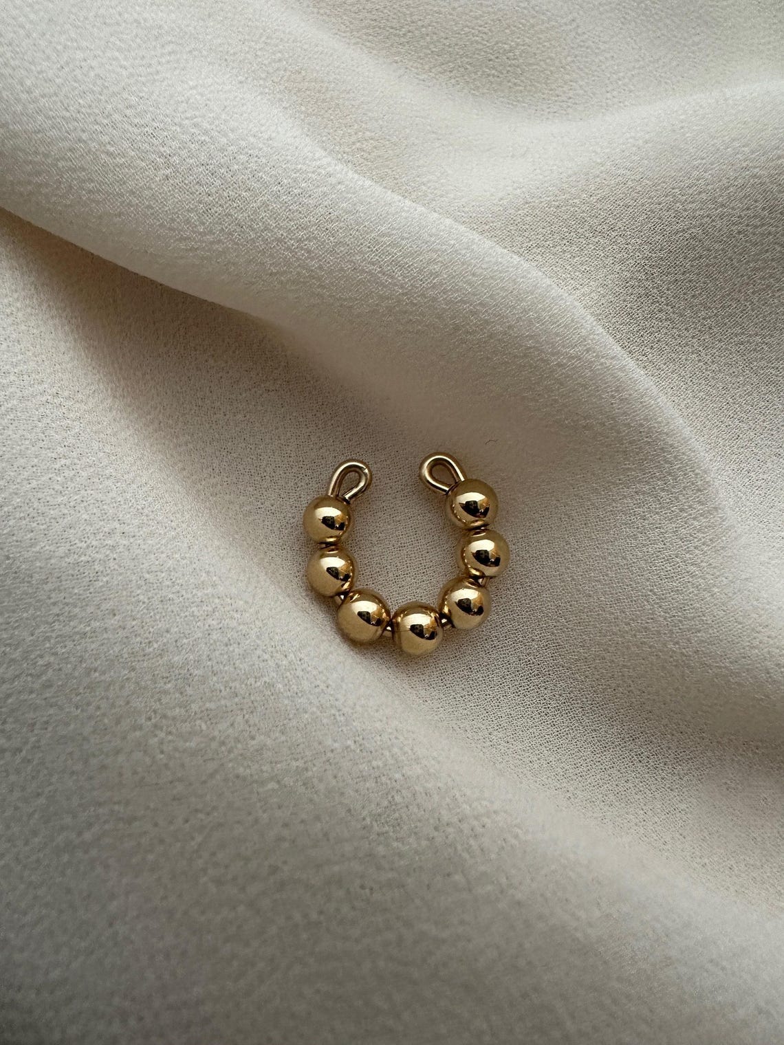 DAISY Gold Ear Cuffs | Chunky No Piercing Earring Cuff | Beaded Gold ...