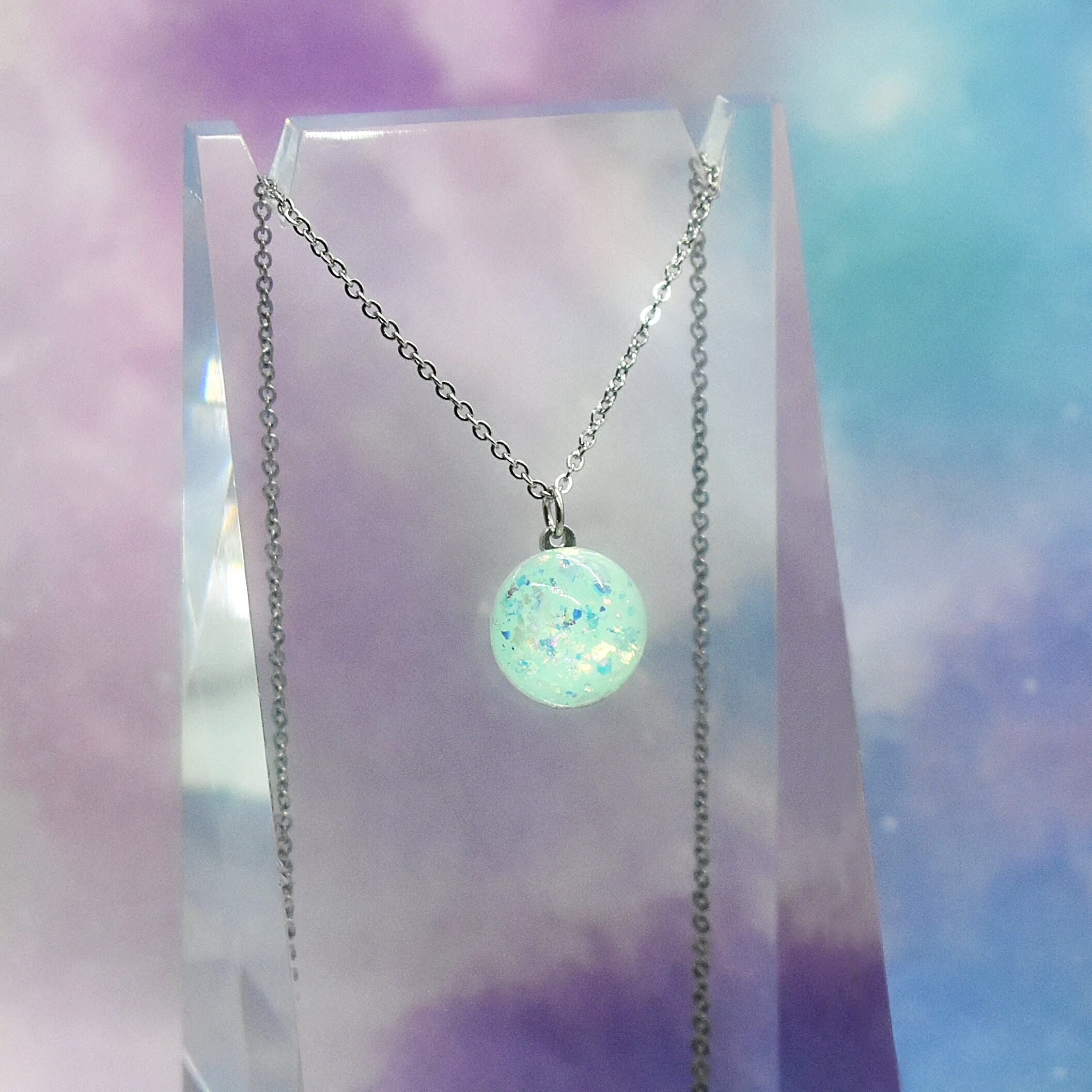 Glowing Moon Necklace, Glow in the Dark Moon Necklace, Glowing Moon ...