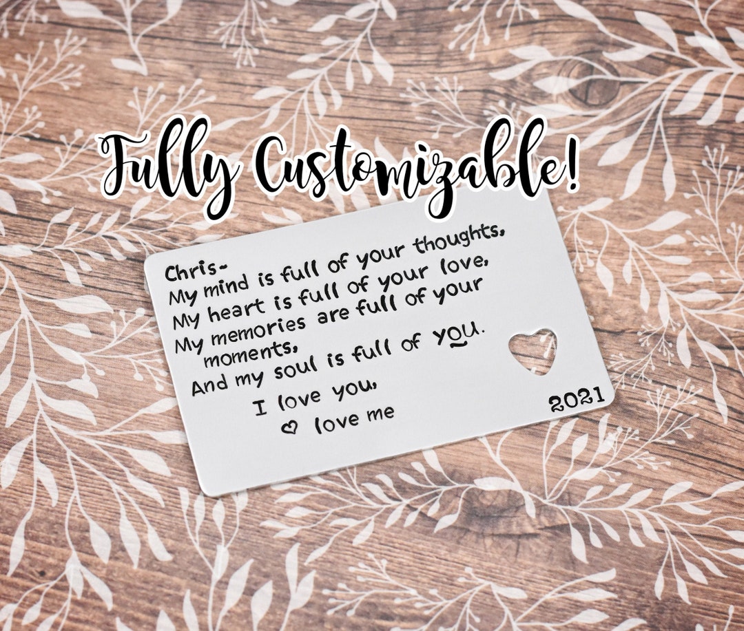 Custom Hand-stamped Wallet Card, Personalized Wallet Card, Custom ...