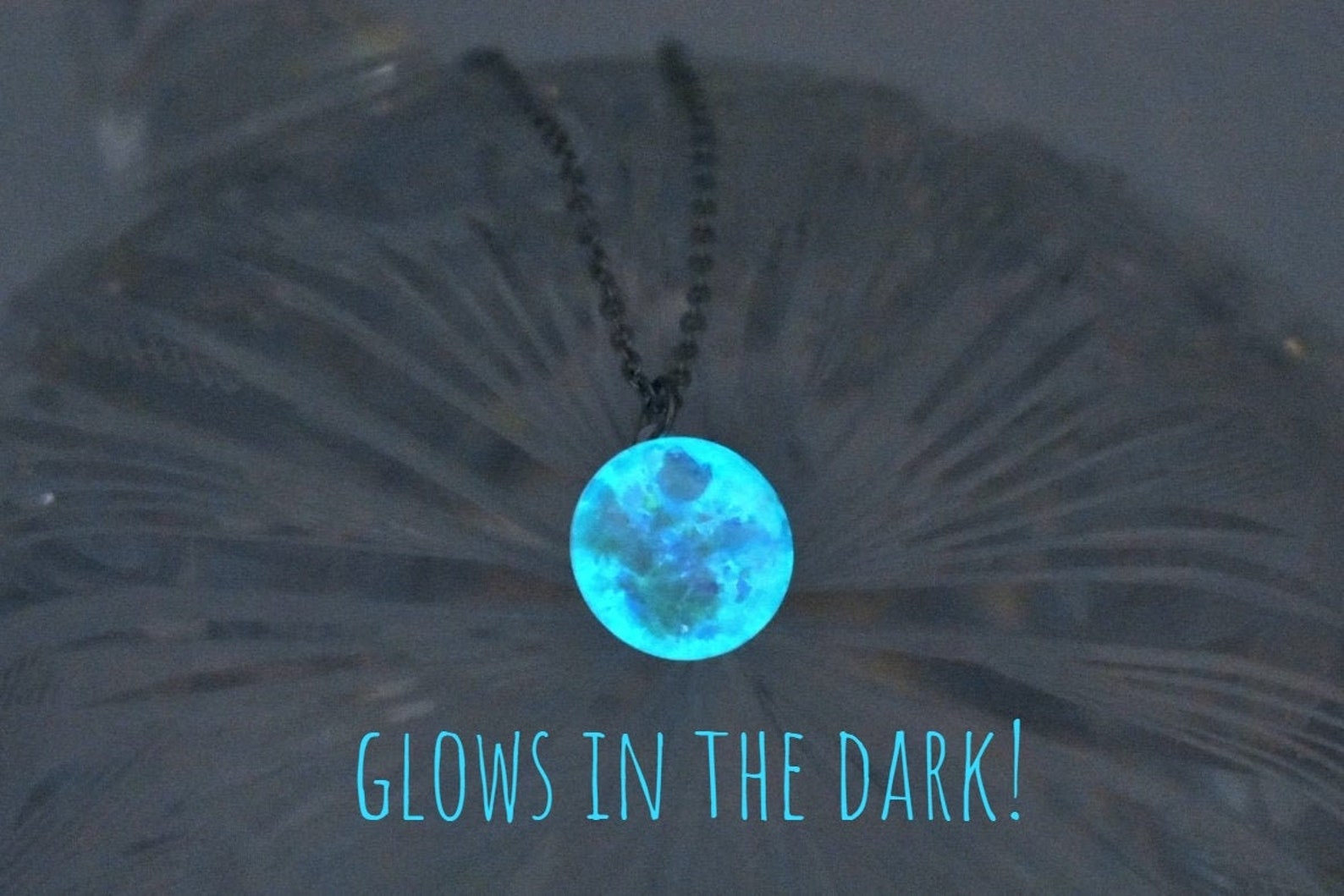 Glowing Moon Necklace, Glow in the Dark Moon Necklace, Glowing Moon ...