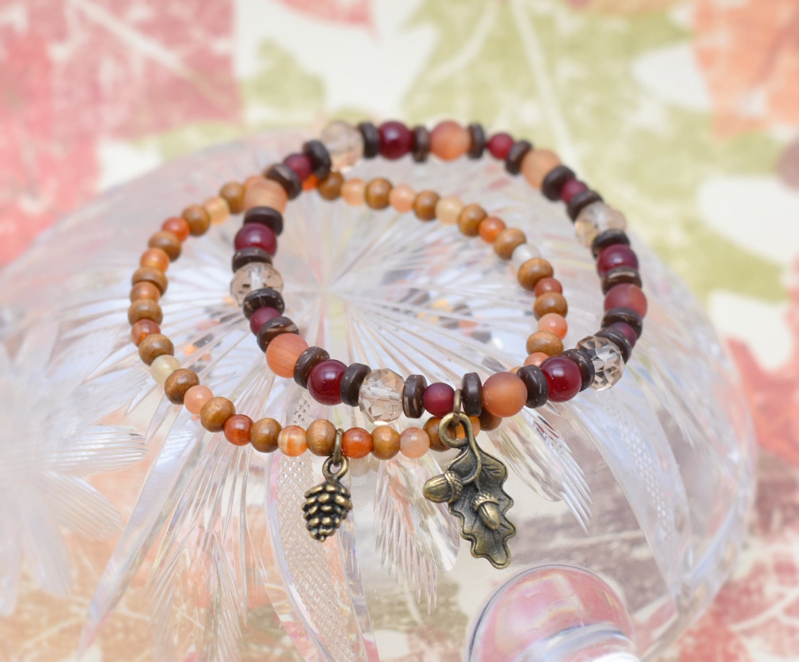 Beaded Autumn Bracelet Set, Autumn Jewelry, Handmade Fall Bracelet Set ...