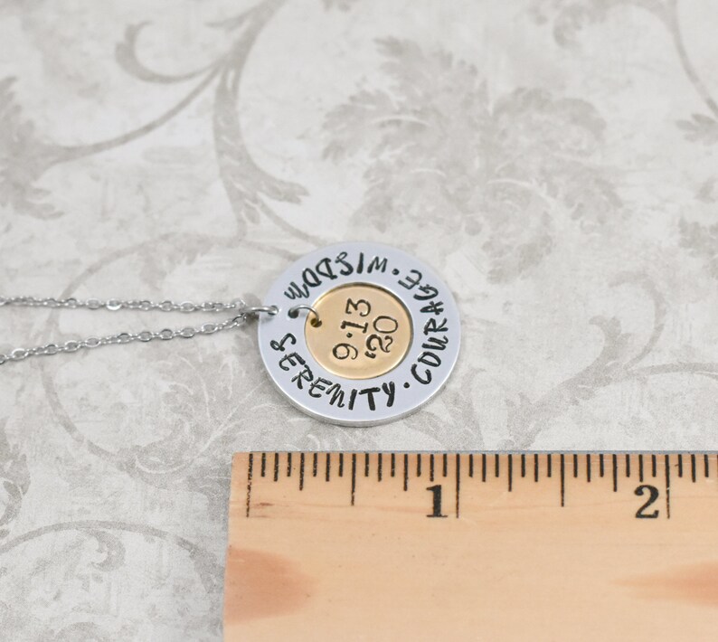 Custom Sobriety Date Necklace, Serenity Courage Wisdom Necklace, Custom ...