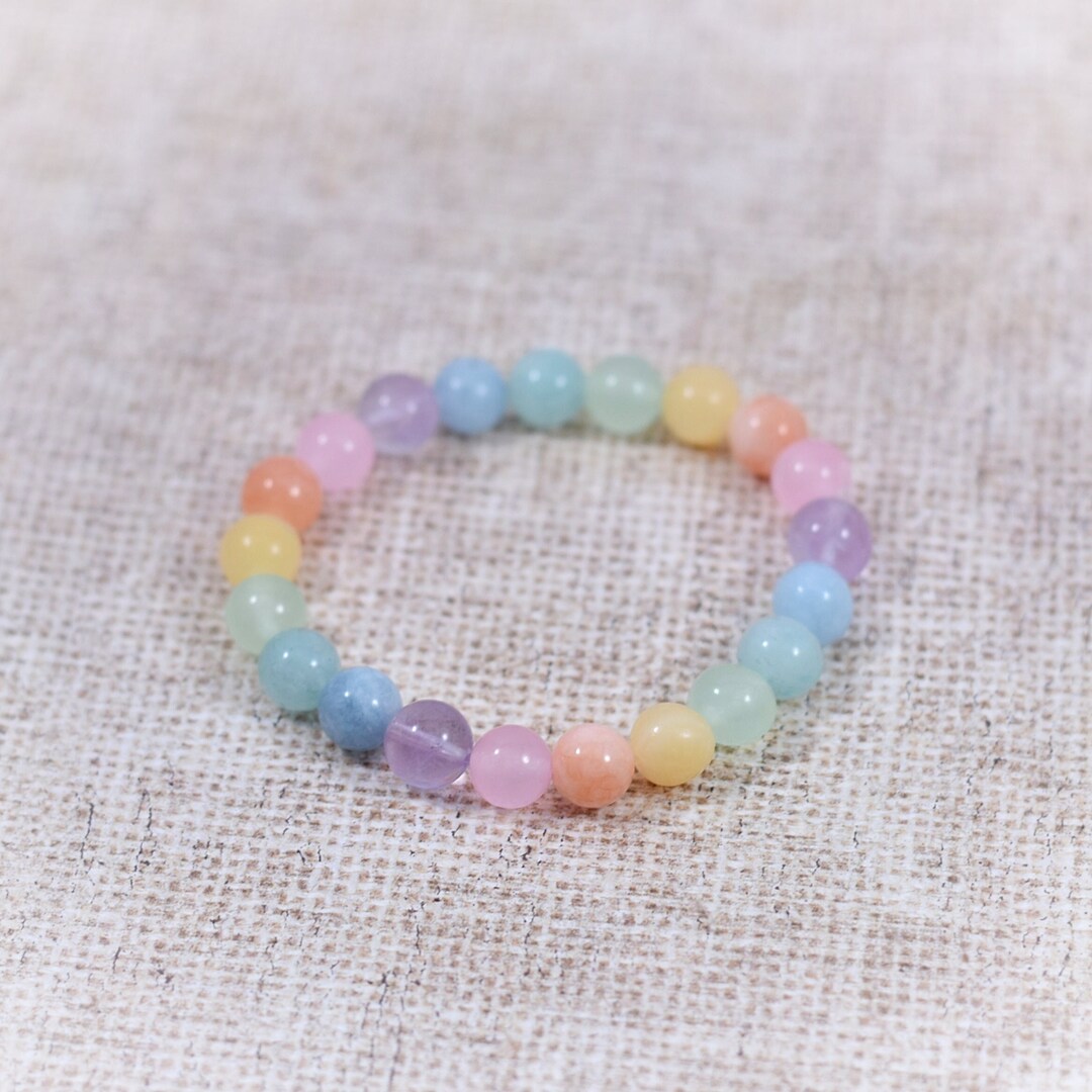 Pastel Rainbow Gemstone Bracelet, Ombre Pastel Bracelet, Colorful ...