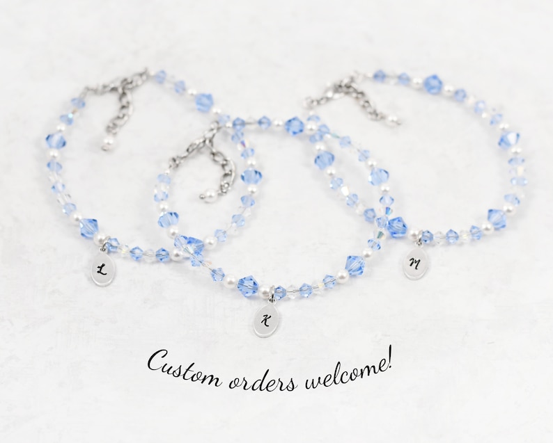 Something Blue Anklet With Custom Date, Something Blue Jewelry ...