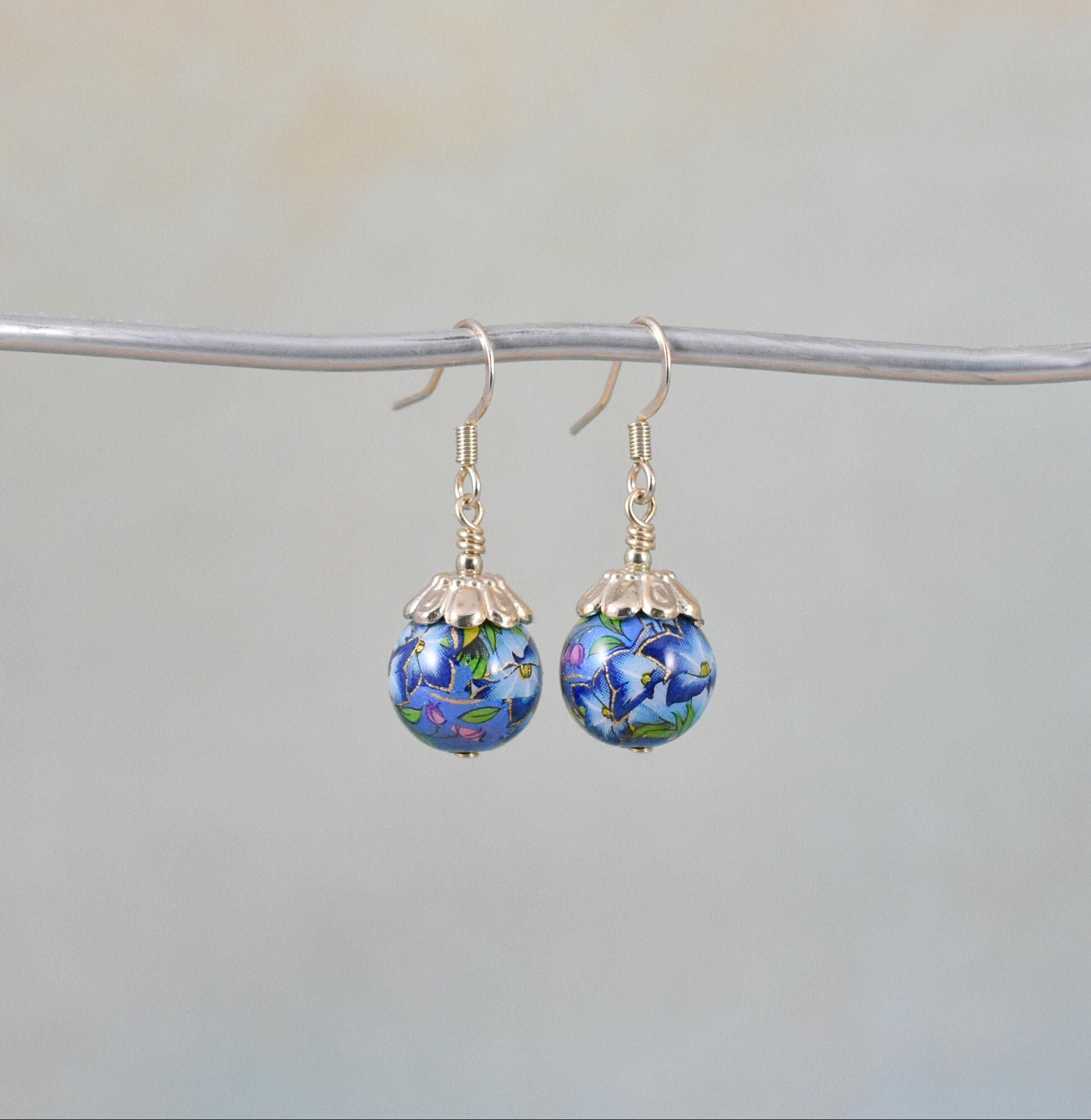 Handmade Tensha Bead Earrings, Japanese Dangle Earrings, Handcrafted ...