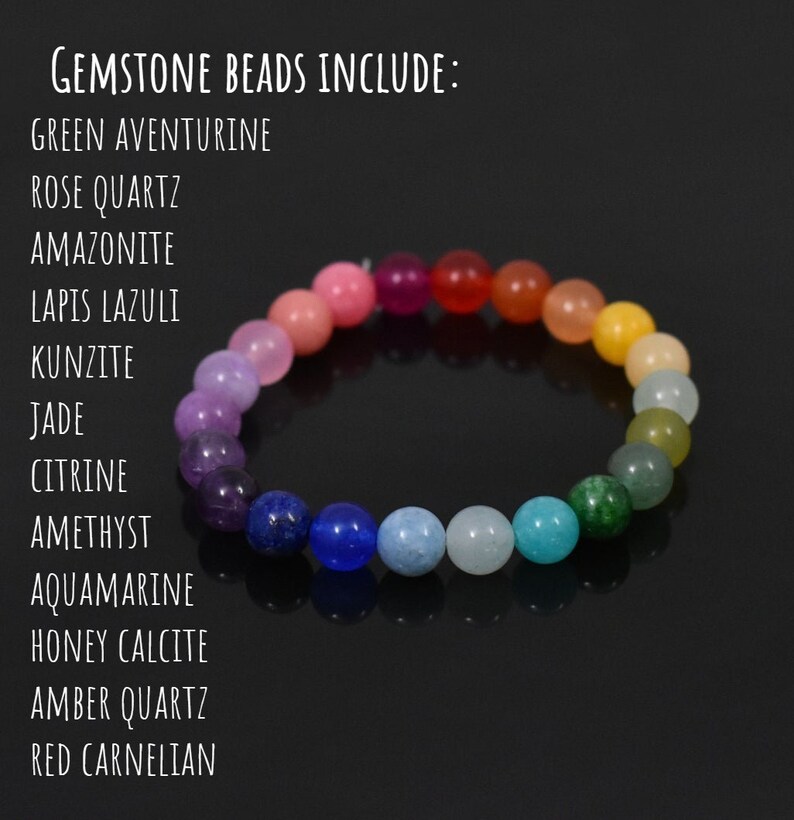 Rainbow Gemstone Bracelet Colorful Beaded Gemstone Bracelet - Etsy