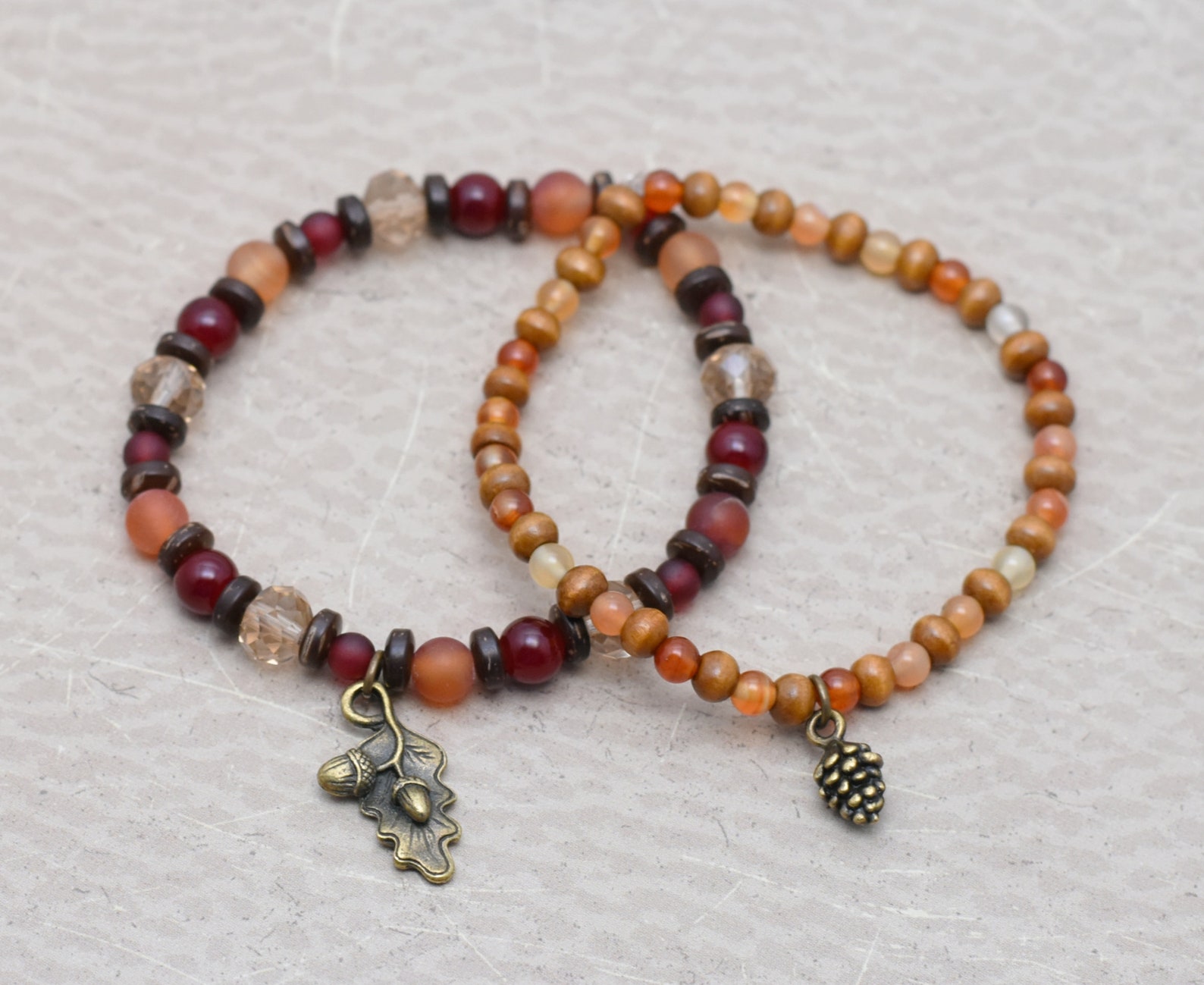 Beaded Autumn Bracelet Set, Autumn Jewelry, Handmade Fall Bracelet Set ...