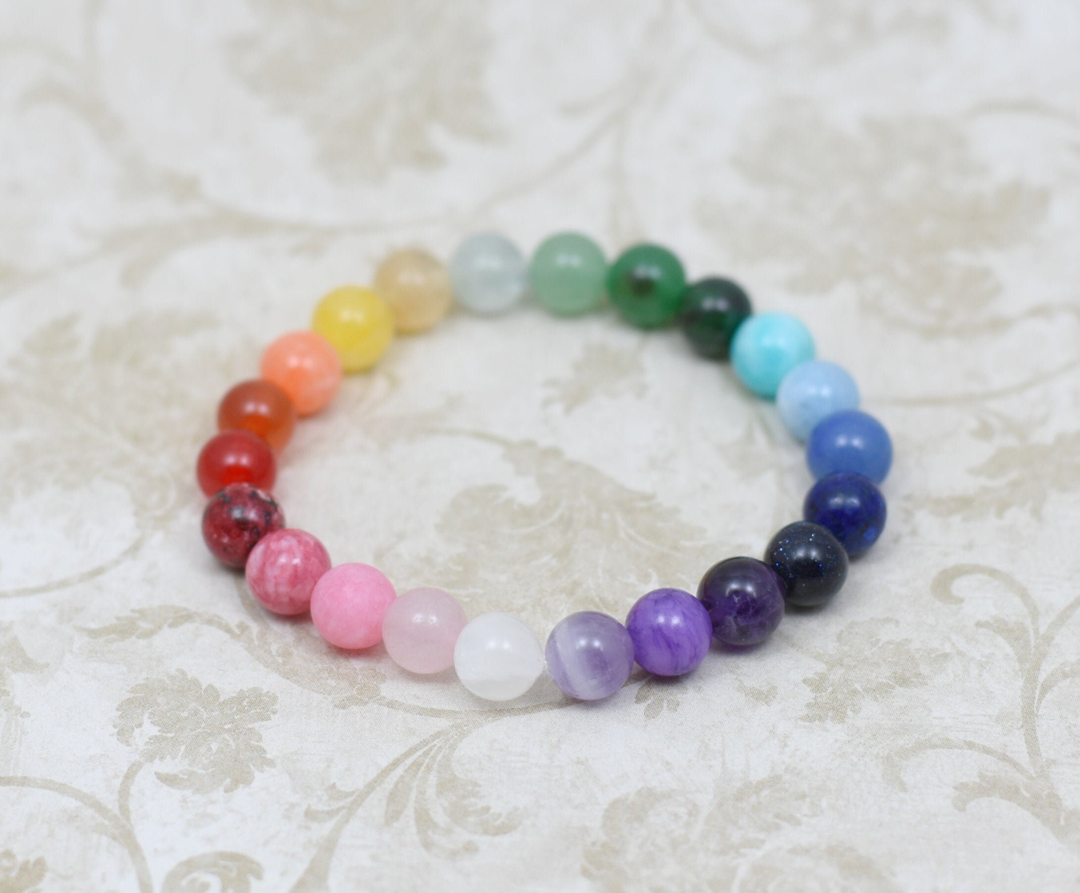 Rainbow gemstone bracelet Colorful beaded gemstone bracelet | Etsy