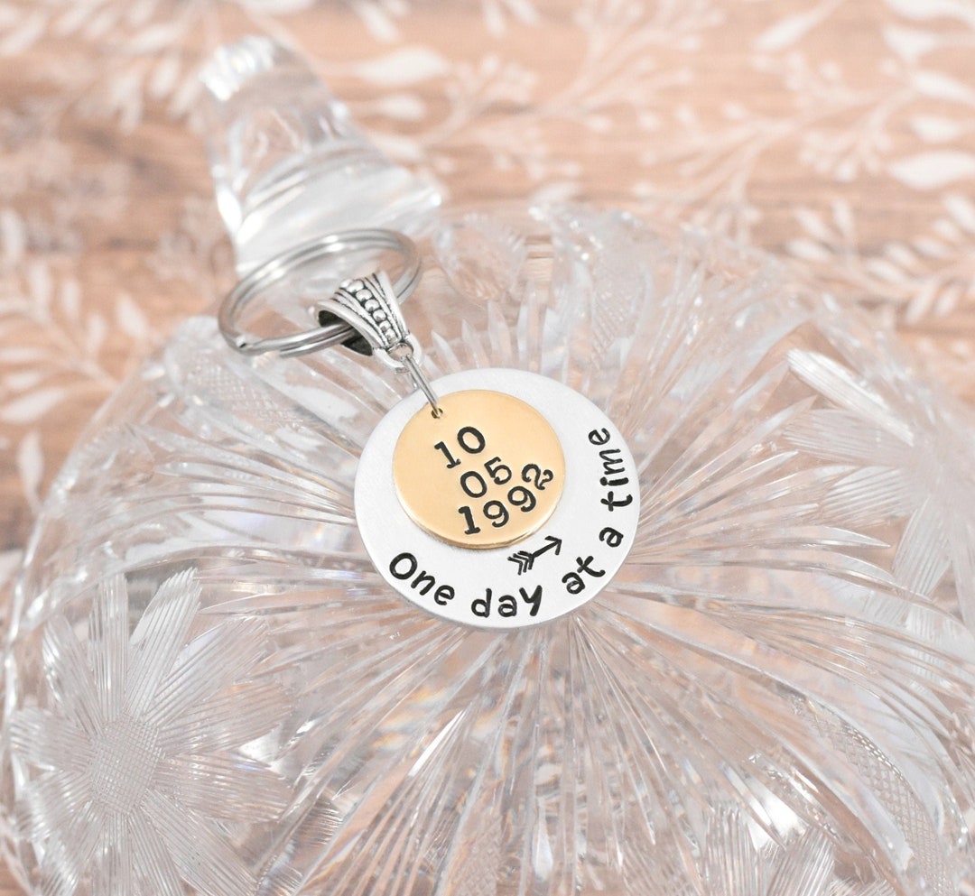Custom Recovery Date Key Chain, Custom Sobriety Date Key Chain, One Day ...