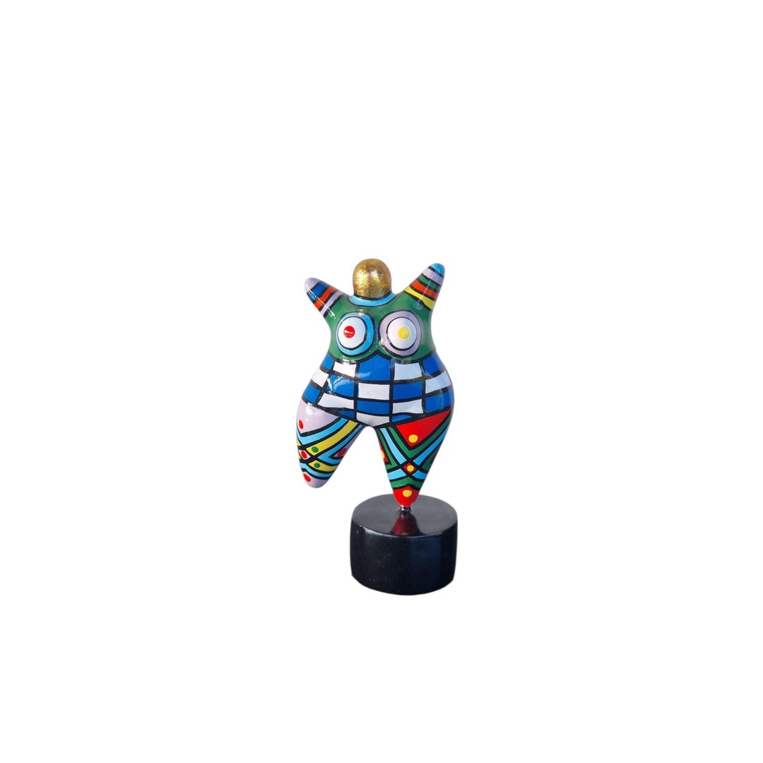 Colorful Round “dancer” Resin Statue, Hand-painted 12 Cm Signed ...