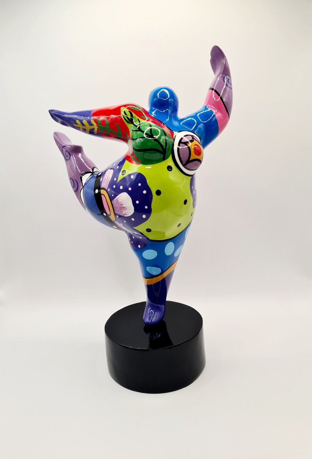 Statue of Round Woman nana Dancer Multicolored Resin. Height 11 Inches ...