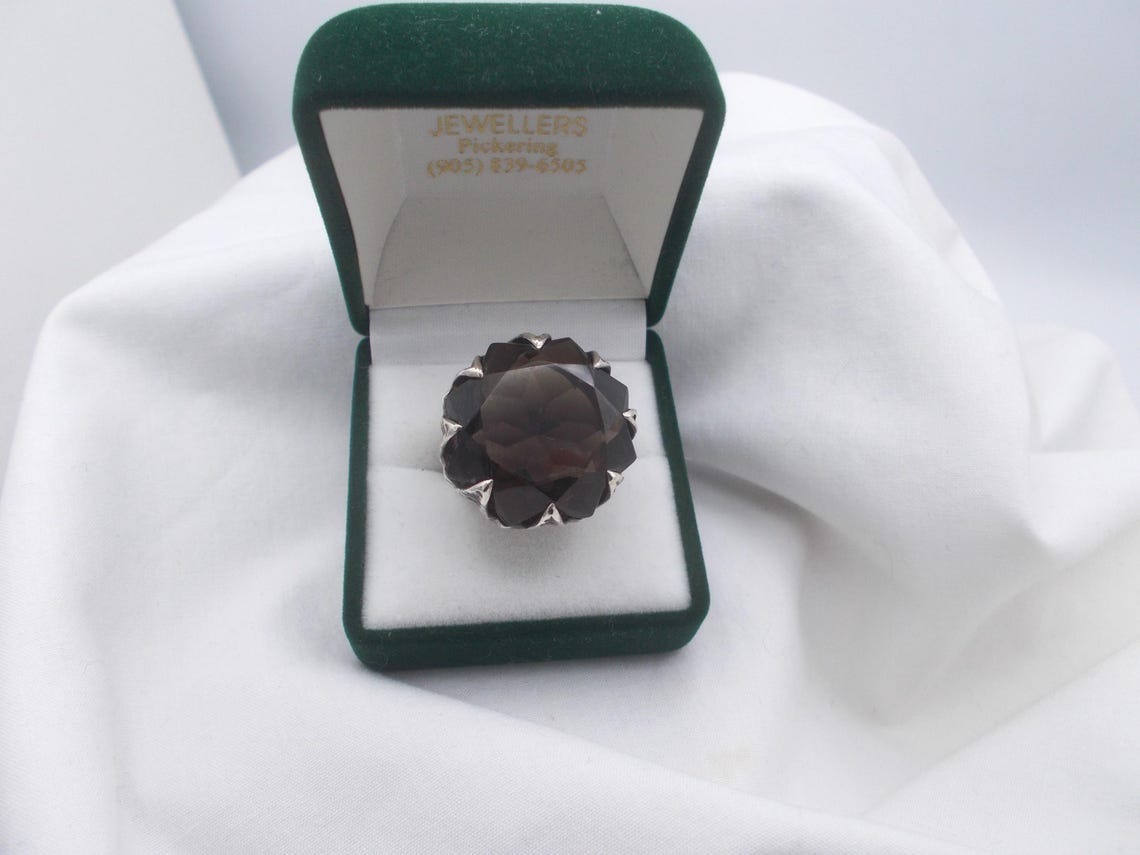 Shiptonia England Vintage Sterling Silver & Smoky Topaz Ring, Large ...