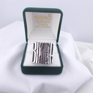 Sterling Silver Vintage BIKER Ring, Thick Chunky Sterling Ring Spells ...