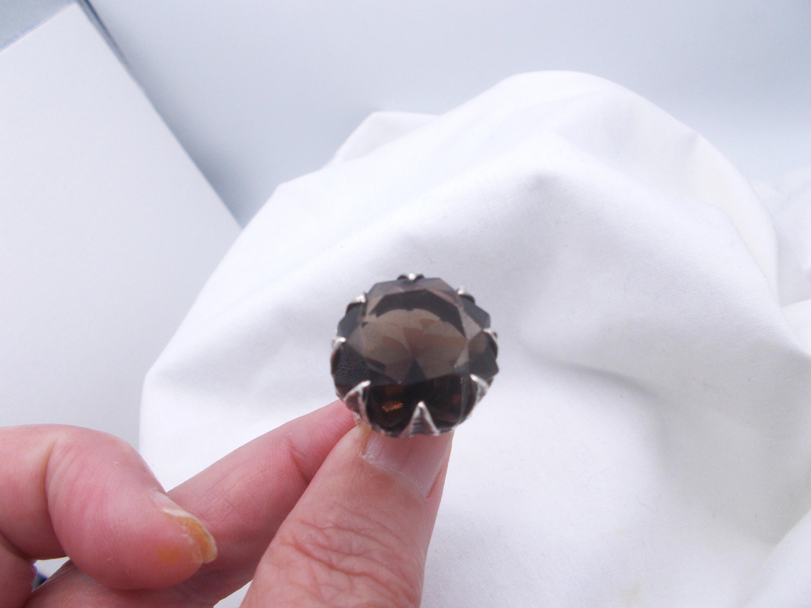 Shiptonia England Vintage Sterling Silver & Smoky Topaz Ring, Large ...