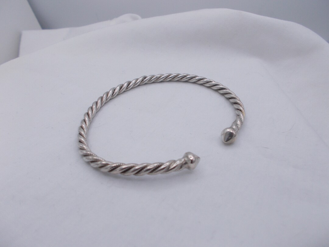 Sterling Silver Twisted Vintage Bangle Bracelet, Open Back Twist Design ...