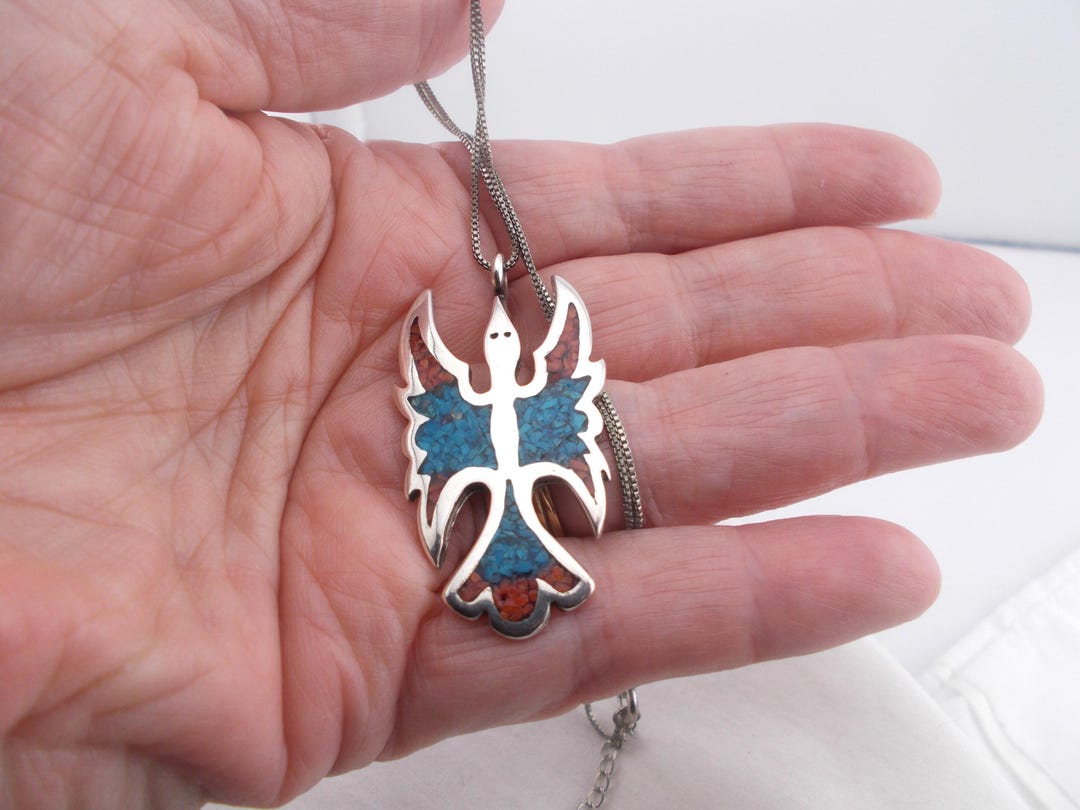 Thunderbird Vintage Sterling Silver Native American Pendant Necklace ...