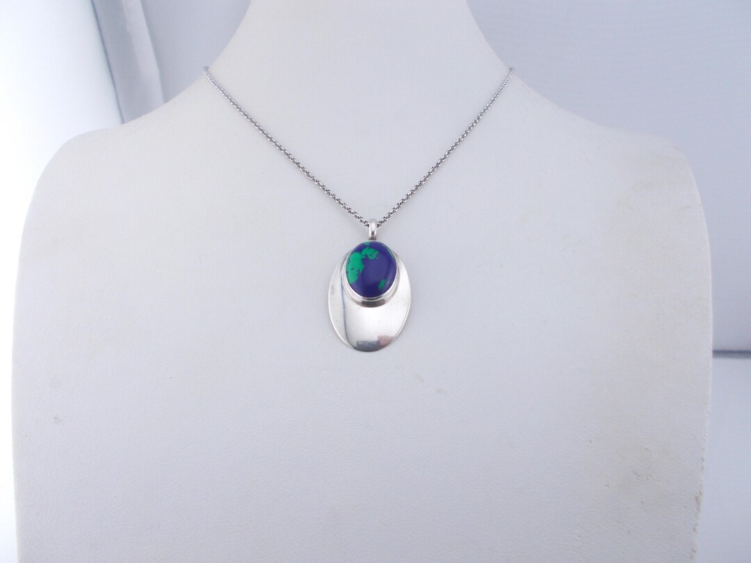 SJ Selena Jake Vintage Sterling Silver & Azurite Pendant Necklace ...