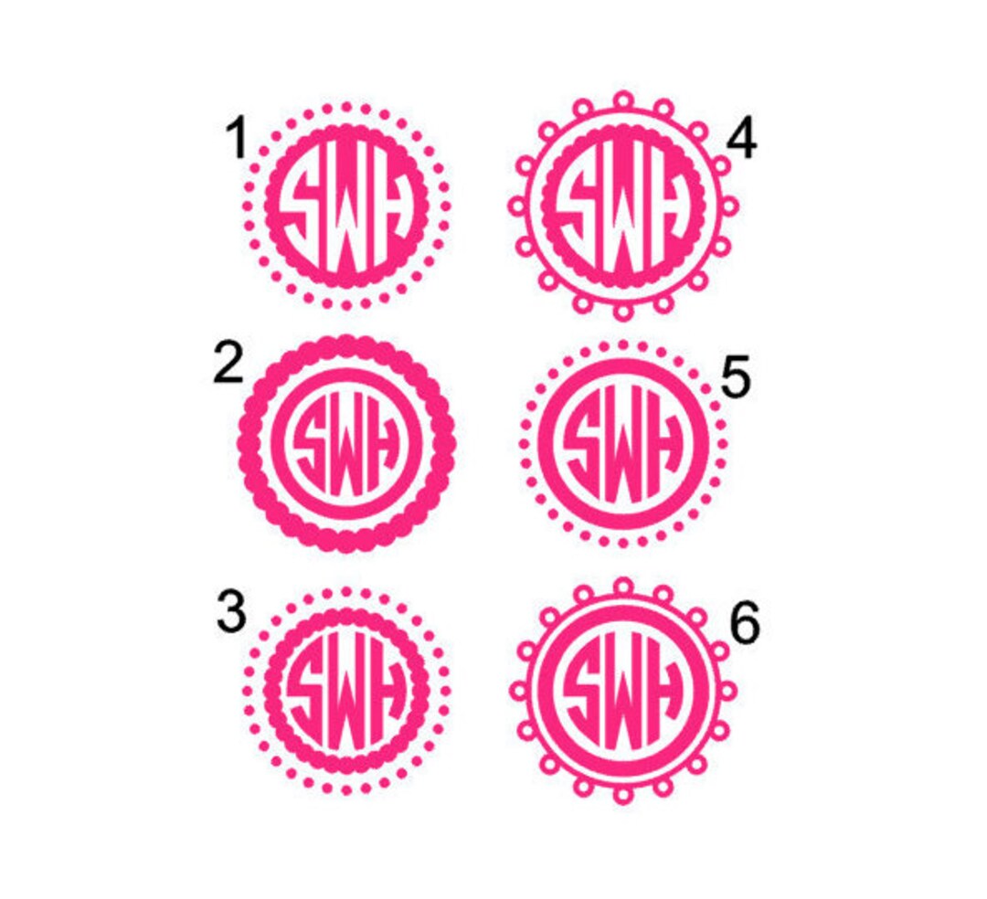 Circle Monogram Sticker - Monogram Decal - Laptop Sticker - Car Decal ...