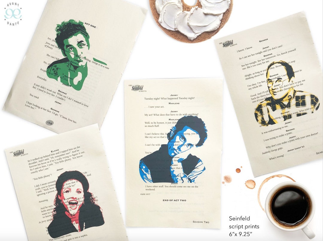 Seinfeld TV Show, Cast Portrait, Script Prints, Jerry Seinfeld, Elaine ...