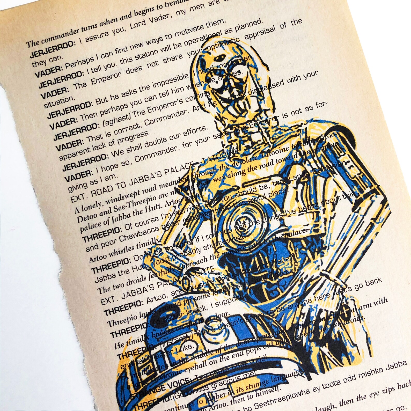 Star Wars Movie Script Art Print Empire Strikes Back Yoda - Etsy