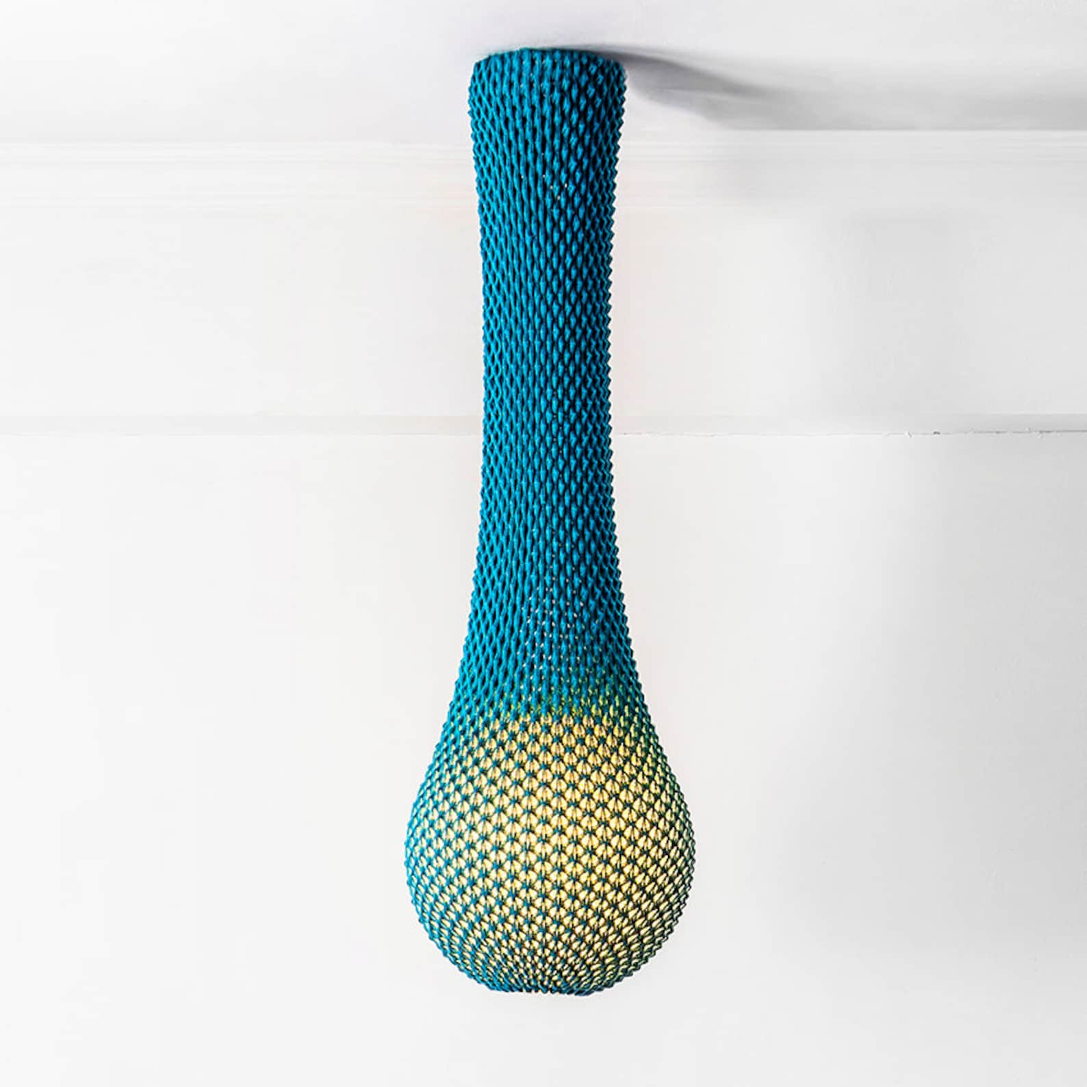 Crochet Pendant Light, Knit Hanging Light, Ceiling Fixture ...