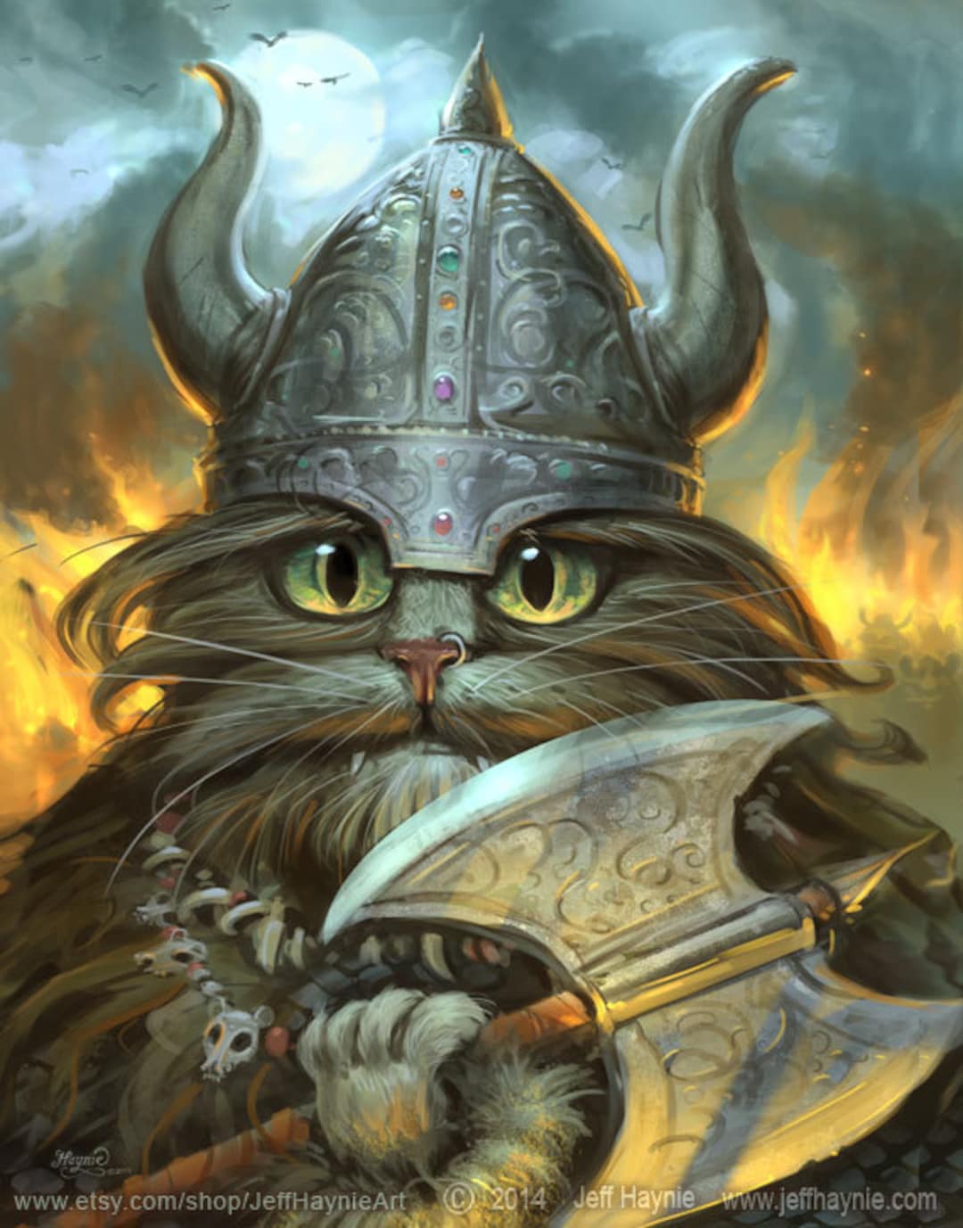 Giclee Print // Viking Cat // 8 X 10 PRINT // Decorative Art // Cat ...