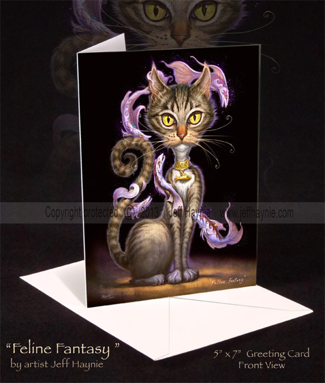 Tabby Cat Card // Cat Greeting Card // Grey Tabby // Feline Fantasy ...