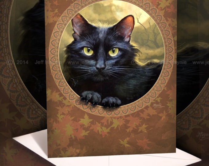 Blank Greeting Card // Black Cat // Black Cat Art // Stationery ...