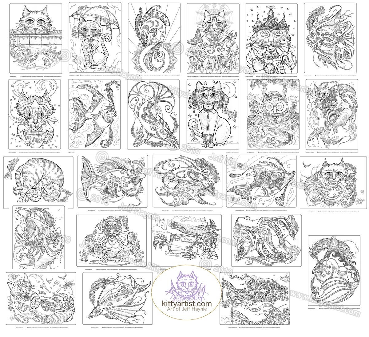 Fancy Fish & Fabulous Felines Adult Coloring Book Fish Art - Etsy Canada