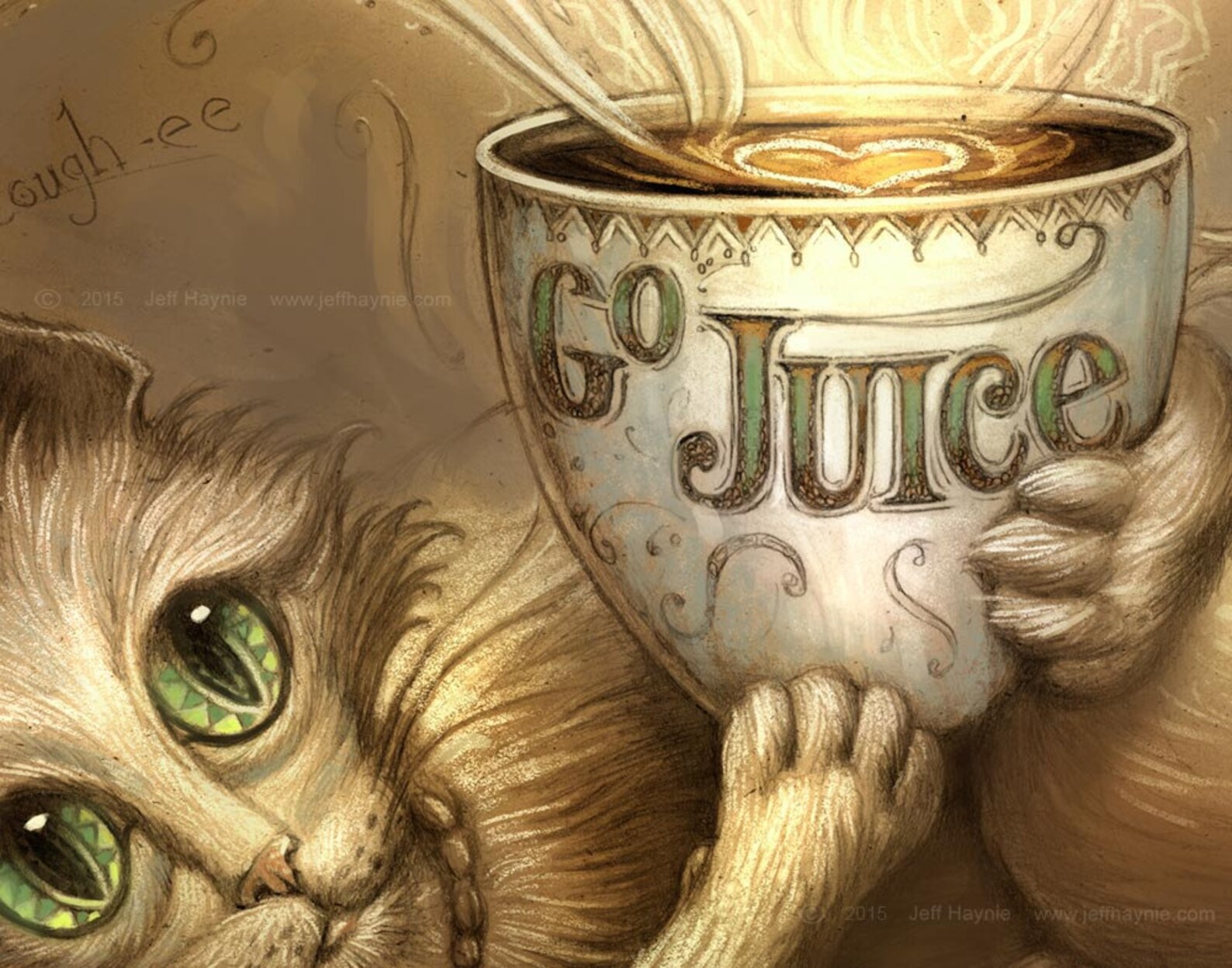 Coffee Cat // 11 X 14 Print // COFFEE // Cat Painting // Java | Etsy