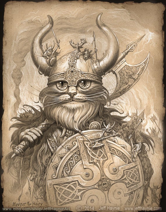 VIKING Cat // // 8 X 10 PRINT // Cat Art // Cat Wall Art // | Etsy