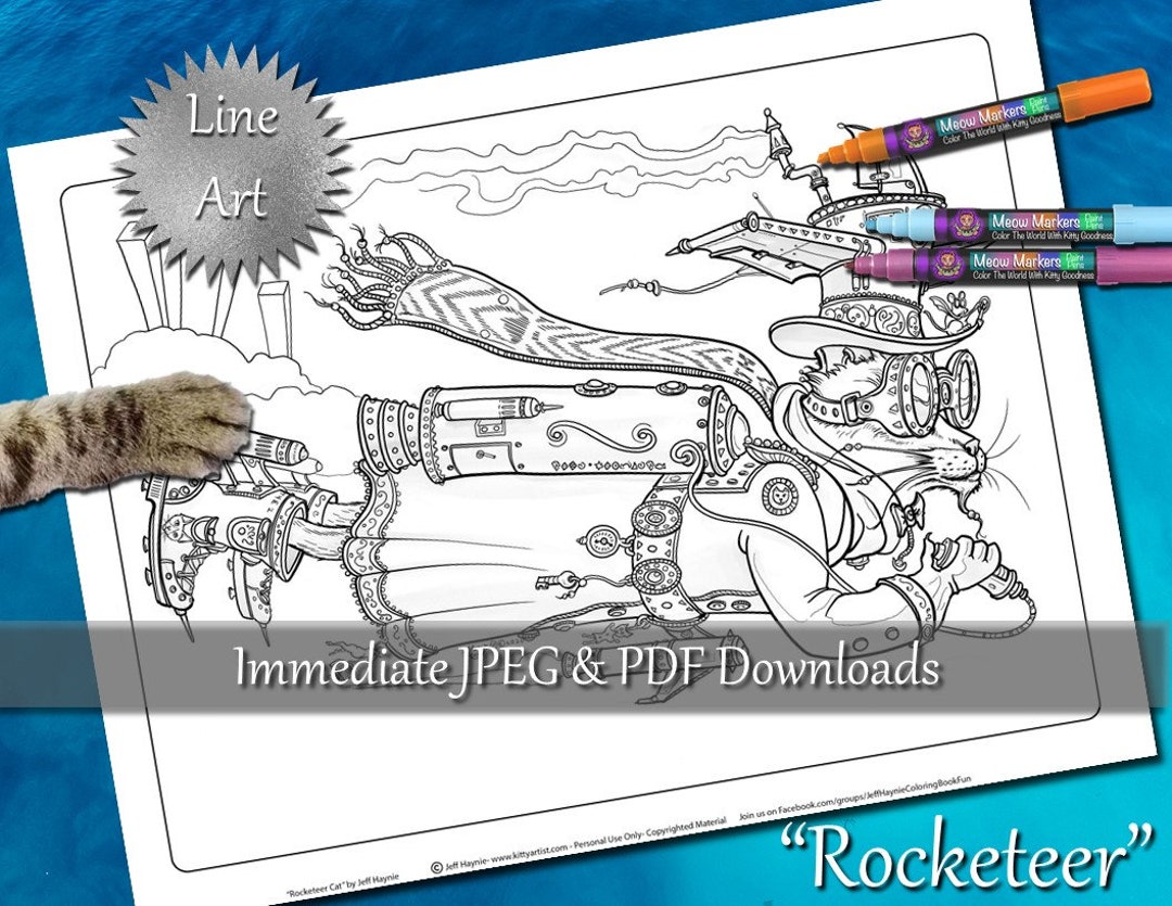 Rocketeer LINE ART Digital Coloring Page - Etsy Ireland