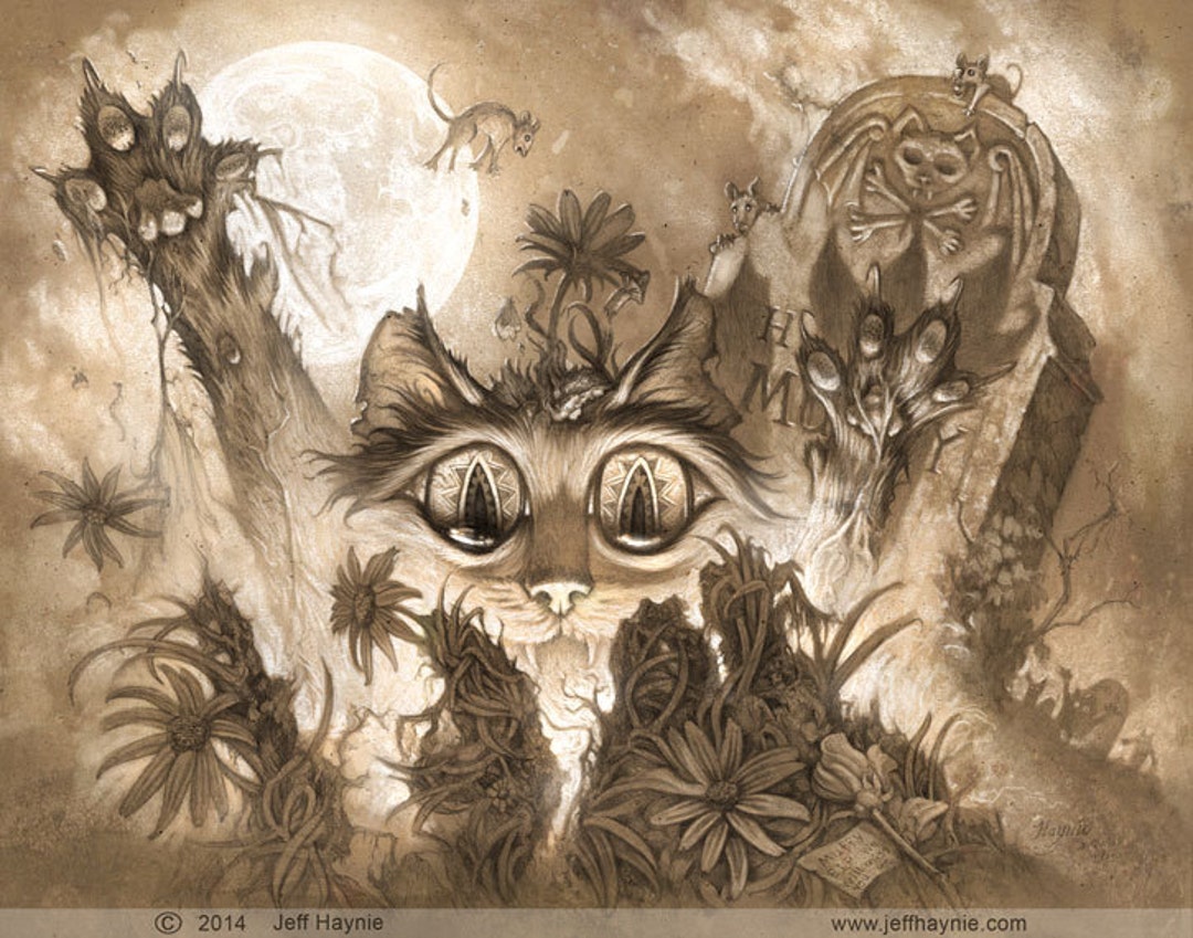 Zombie Cats // 8 X 10 PRINT // Undead Cat // Vampire Cat // Halloween ...