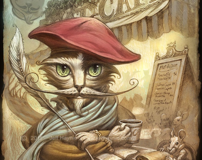 Pariser Cafe Cat / / 8 X 10 PRINT / / Cat Drucken / / Dichter Cat print ...