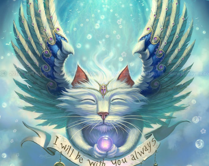 Impression de Angel Cat / / d'impression 11 X 14 / / chat céleste print ...