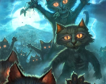 Zombie Cats // 8 X 10 PRINT // Undead Cat // Vampire Cat // | Etsy