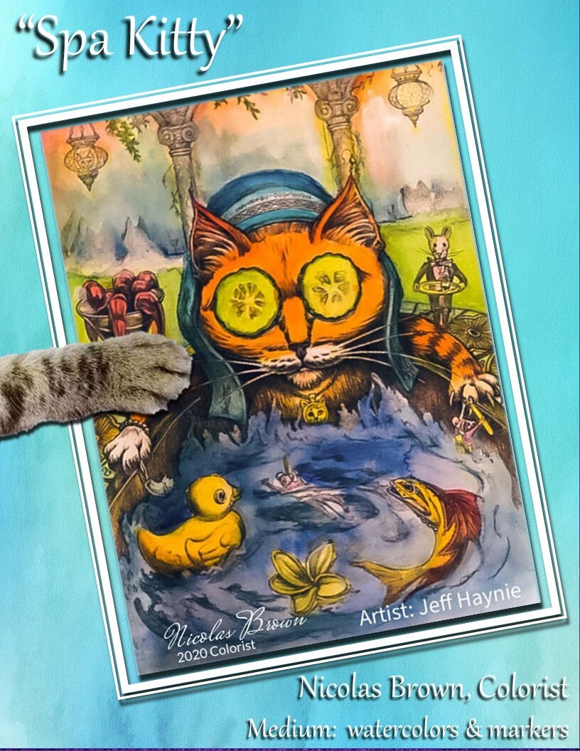 Spa Kitty LINE ART Digital Coloring Page | Etsy