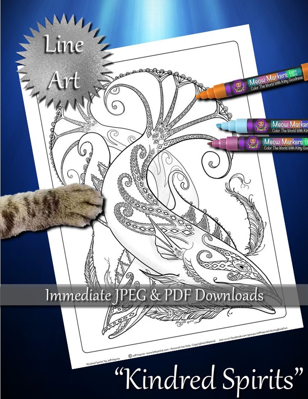 Kindred Spirits - LINE ART Digital Coloring Page - Etsy