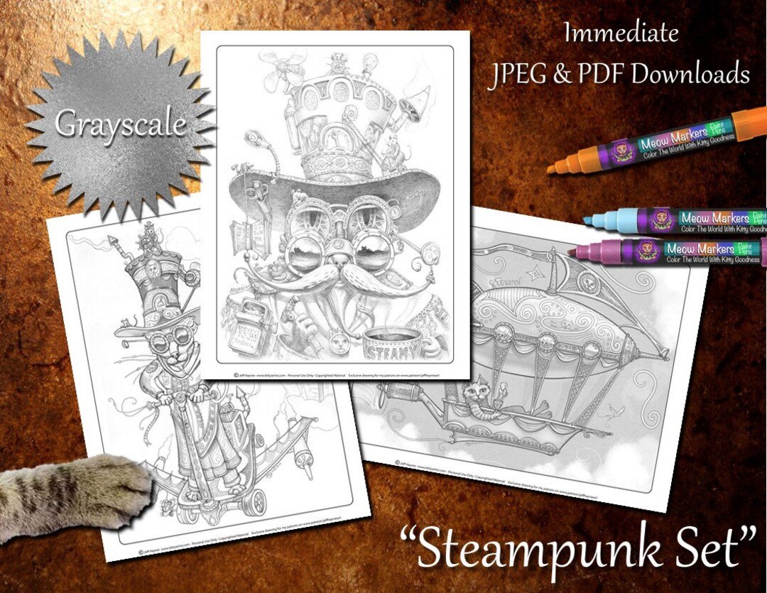 Steampunk Set #1 - GRAYSCALE VERSION - Etsy