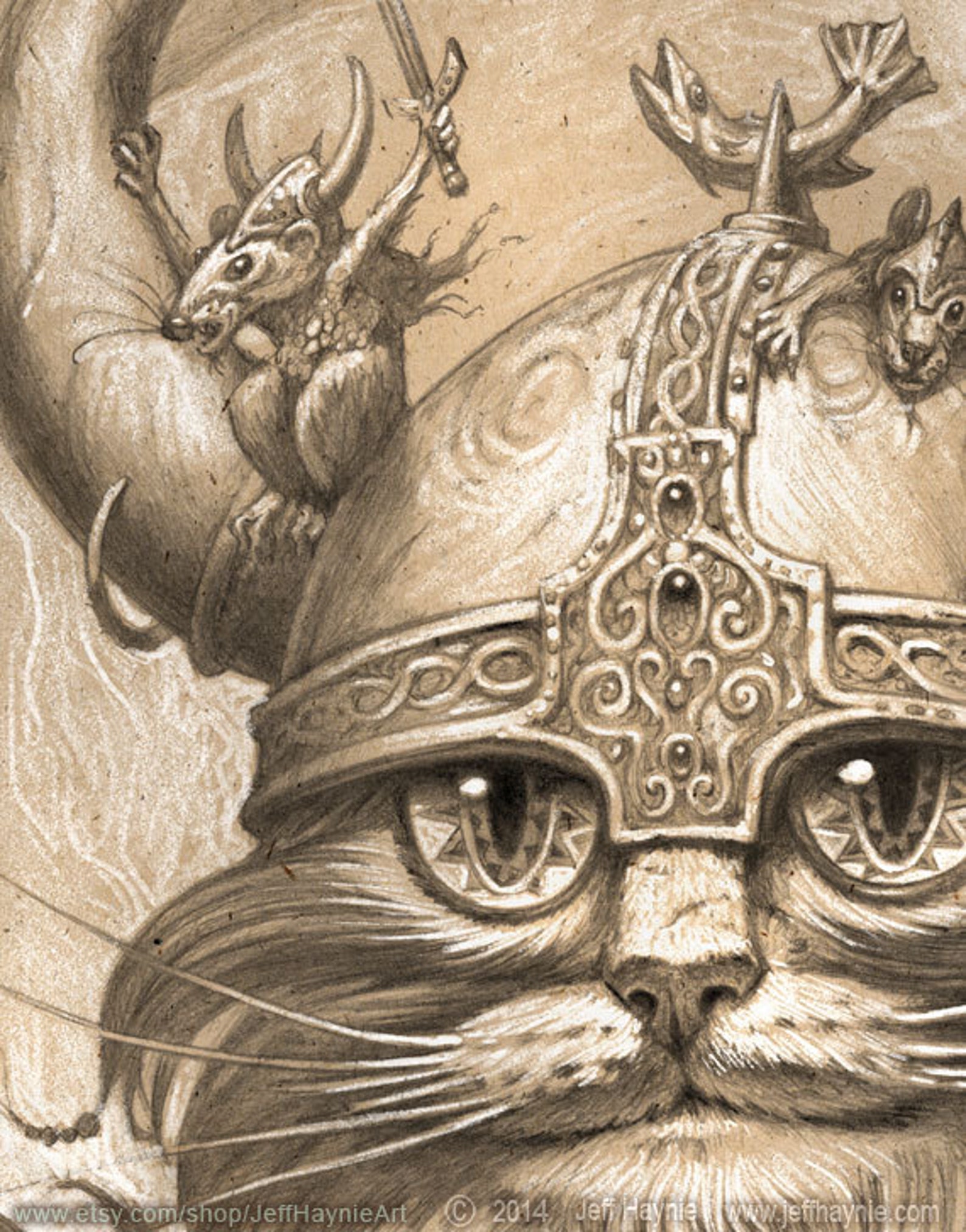 Viking Cat // 11x14 Print // Nordic Cat // CAT Wall Decor // Masked Cat ...