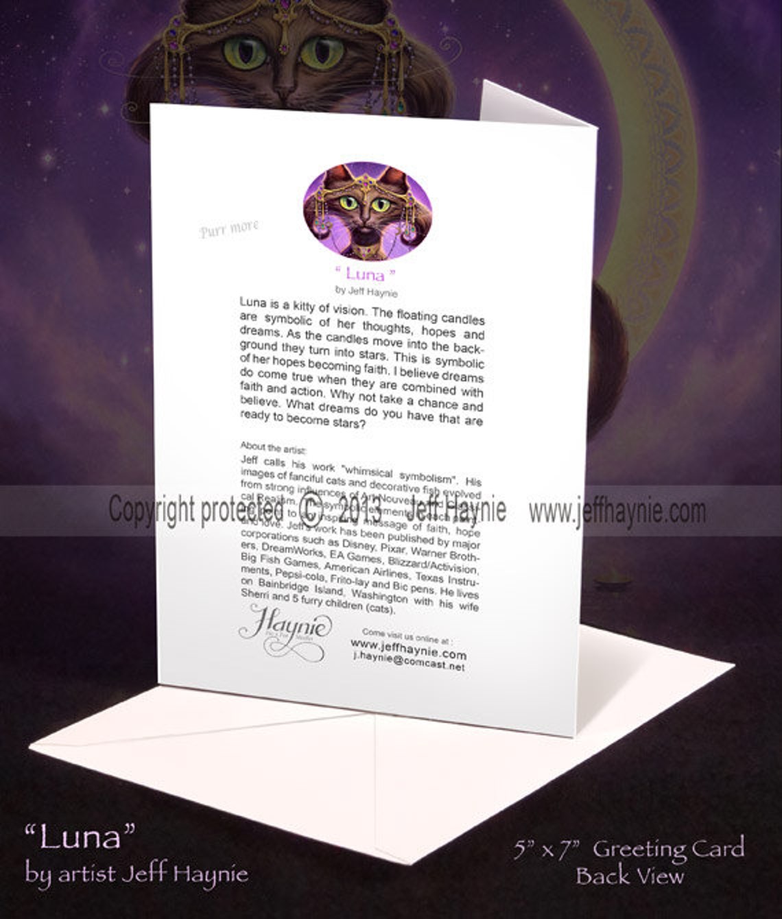 Black Cat Greeting Card // Black Cat Painting // Black Cat Art | Etsy