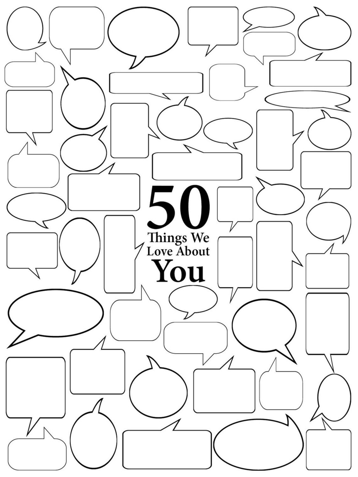 50 Things We Love About You - Vector Art - Etsy