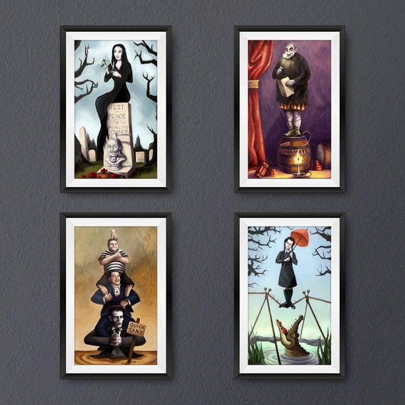 The Addams Family Haunted Mansion Portraits 4 Pack - Etsy