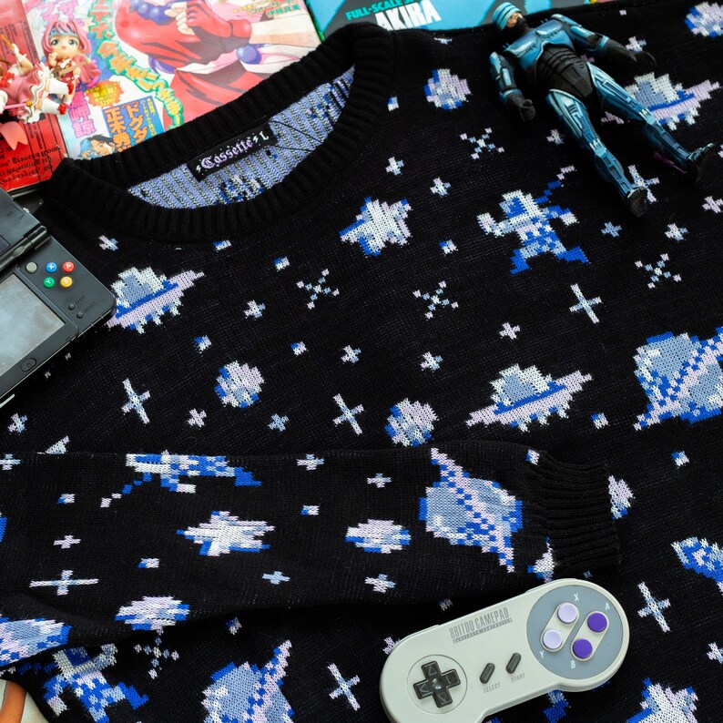 Cool Pixel Space Knit Sweater - Etsy
